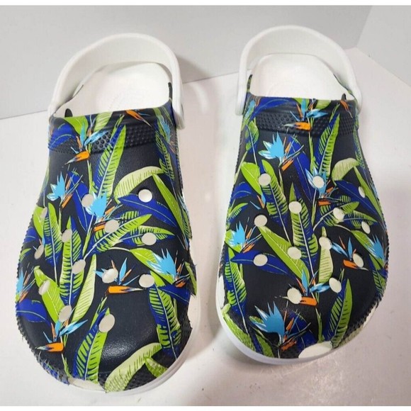 CROCS | Shoes | Crocs Like New Tropical Classic Iv Blue White Floral ...